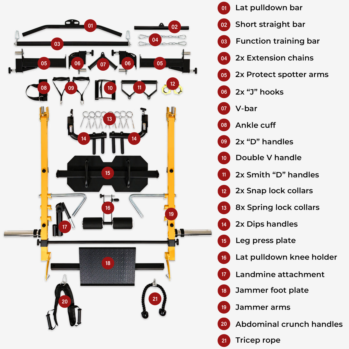 Combo - Smith Machine AL-3061B + Bench AL-4026 + Olympic Barbell + 150